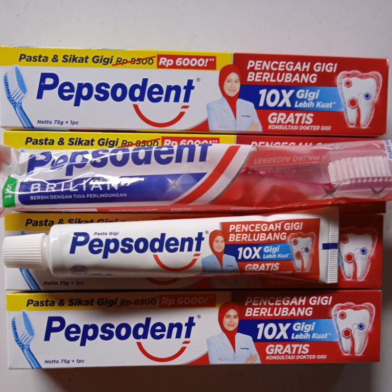Jual Pepsodent 75gr + Sikat Gigi Brilian / Pasta Gigi Pepsodent 75gr ...