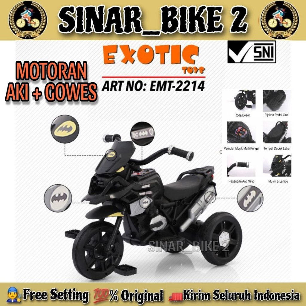 Jual (2 In 1 ) Motoran Aki EXOTIC Tricycle EMT-2234 & EMT 2214 Gowes ...