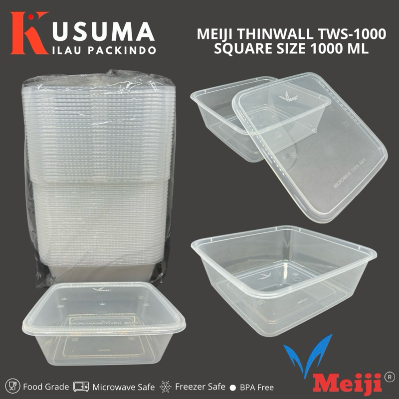 Jual Meiji Thinwall Square Persegi 1000ml 1500ml Isi 25pcs Per Pack