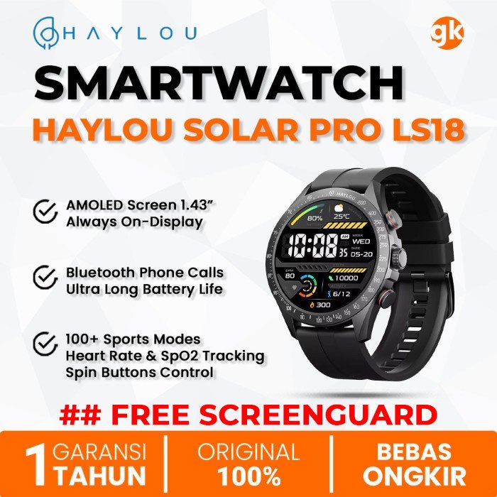 Jual HAYLOU Solar Pro LS18 Smartwatch AMOLED Screen 1.43" Always On ...