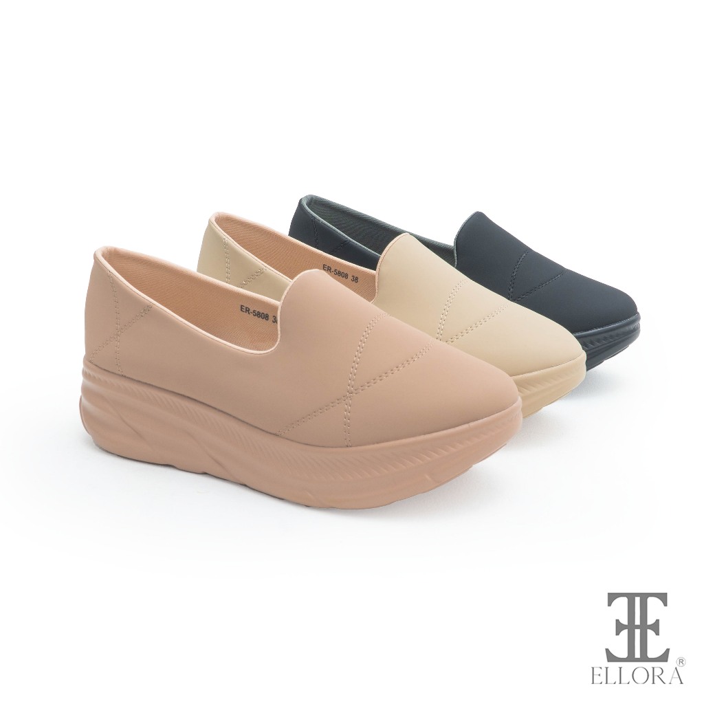 Jual ELLORA ER-5808 Sepatu Slip On Wanita Import 5cm | Shopee Indonesia