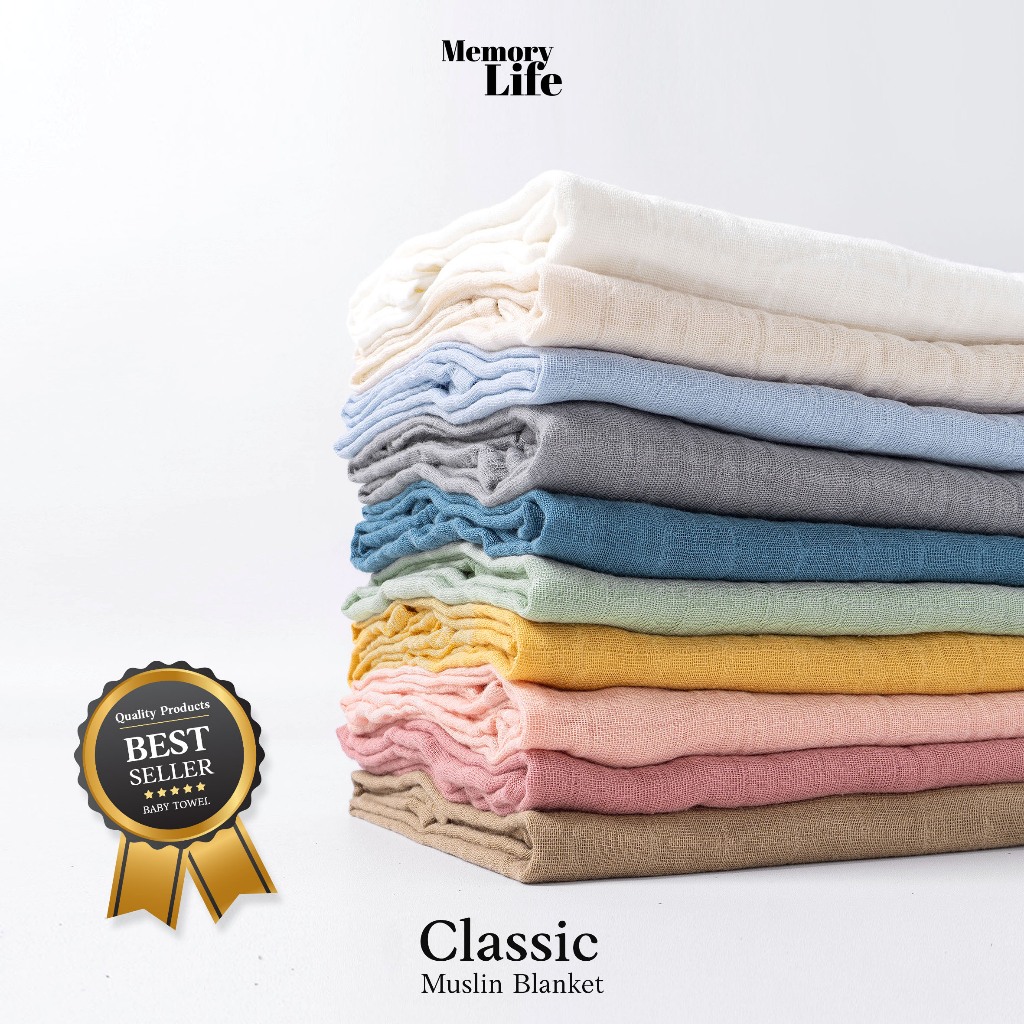 Jual MemoryLife - Premium Plain Muslin Baby Blanket Swaddle | Kain ...