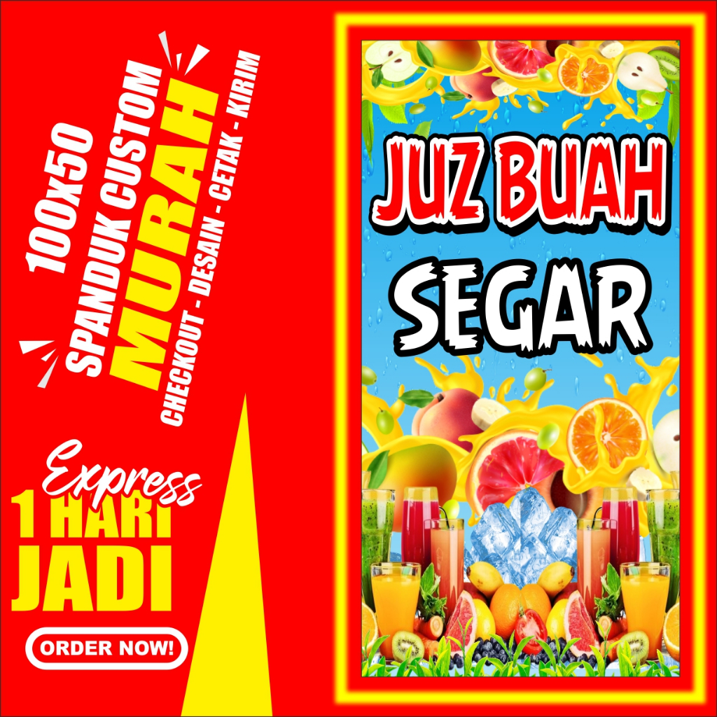 Jual Banner JUS BUAH / Spanduk Juice Buah, ukuran 100x50 cm, COD ...