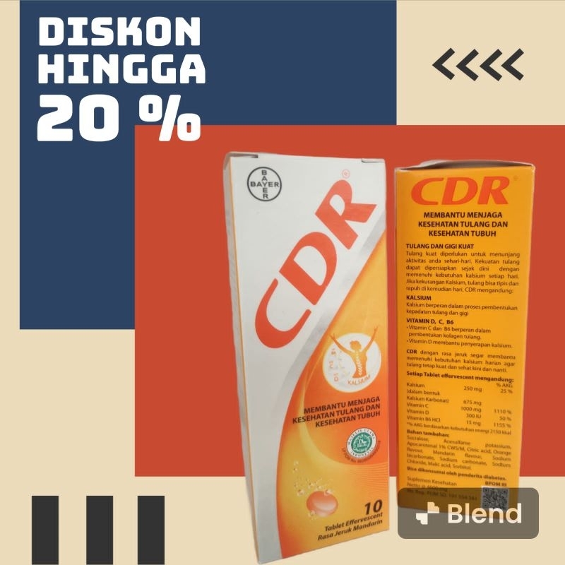 Jual CDR Calcium 10 tablet effervescent tulang suplemen kalsium rasa ...