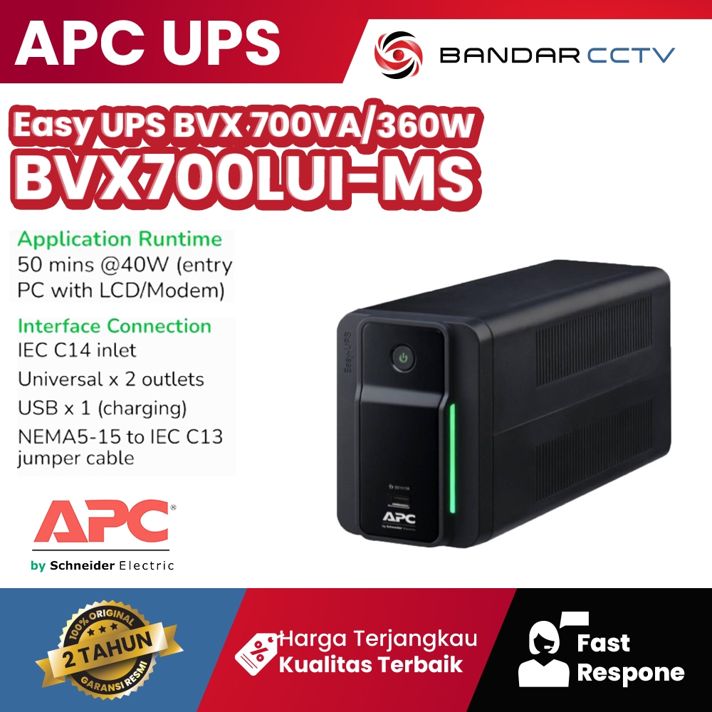 Jual APC Easy UPS BVX700LUI-MS: Solusi Pem-backup Energi 700VA yang Efisien | Shopee Indonesia