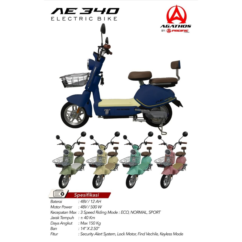 Jual Sepeda Listrik Ebike Pacific Agathos AE 340 AE340 500W 48V 12Ah BDG | Shopee Indonesia