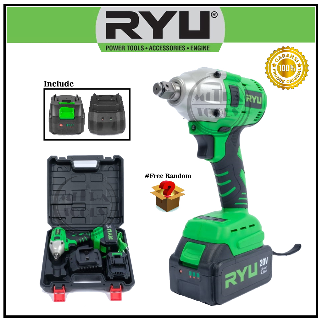 Jual RYU RCW-20V Mesin Cordless Impact Wrench Brushless Mesin Buka Baut ...
