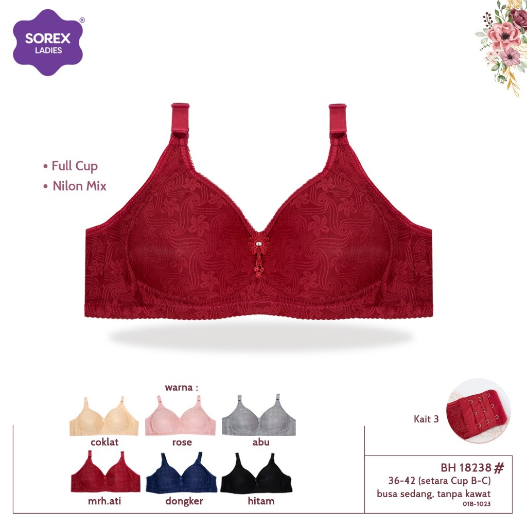 Jual Sorex Bra Tanpa Kawat Full Cup B-C Kait 3 Busa Sedang Nilon Mix BH 18238 | Shopee Indonesia