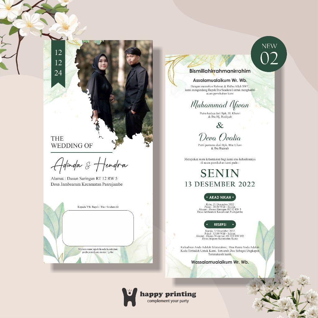 Jual undangan pernikahan 1 lembar elegant Free (desain, plastik, foto ...