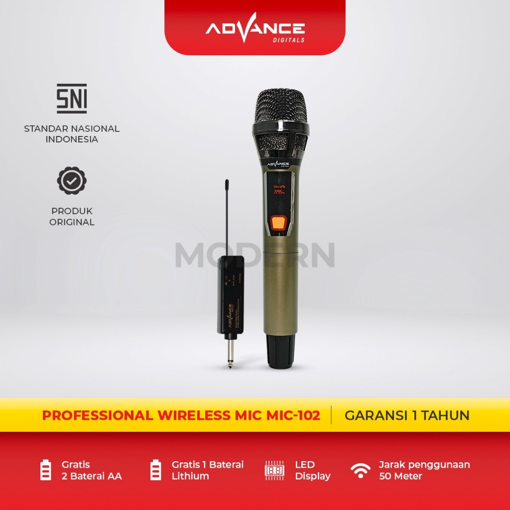 Jual Advance Mic Profesional Wireless Microphone MIC-102 Garansi 1 ...