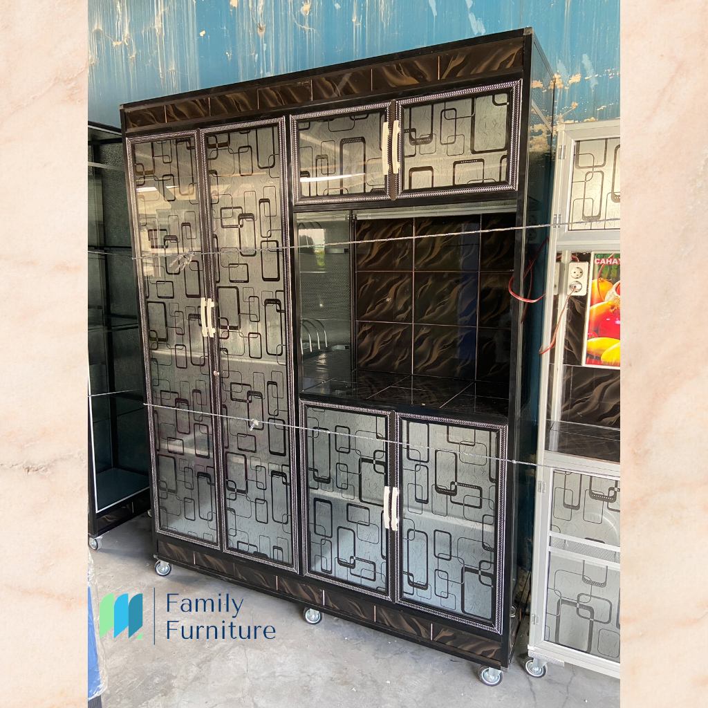 Jual Lemari Rak Piring 4 Pintu Jumbo Aluminium Dinding Belakang Plat ...