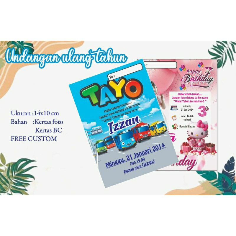 Jual undangan ulang tahun anak custom (cewek /cowok) | Shopee Indonesia