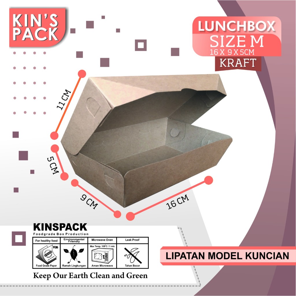 Jual Paper Lunch Box Kraft / Craft M Laminasi PE Model Lipatan / Selip ...