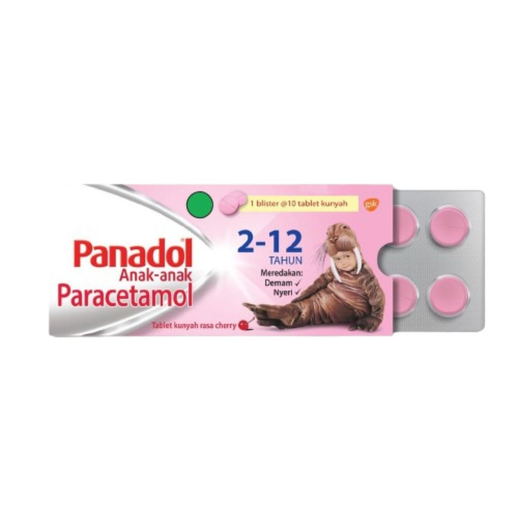 Jual PANADOL Anak 1 Strip isi 10 Tablet Kunyah Rasa Cherry - Panadol ...
