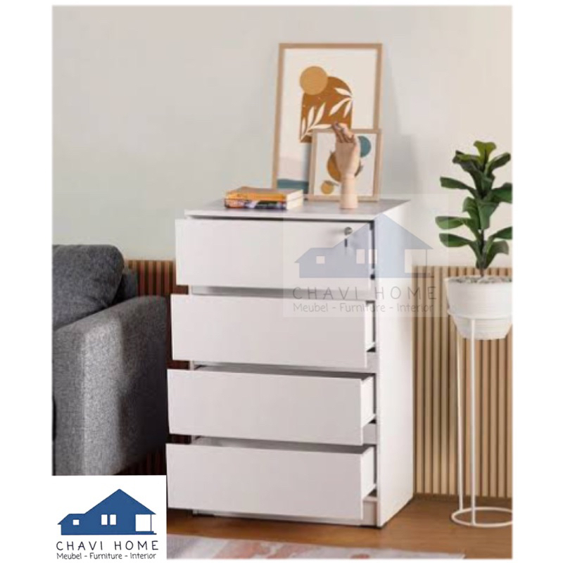 Jual drawer laci susun 4 serbaguna sideboard laci minimalis putih ...