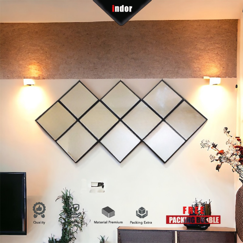 Jual CERMIN KACA 20x20 TEMPEL DINDING DEKORASI/CERMIN KOTAK INTERIOR ...