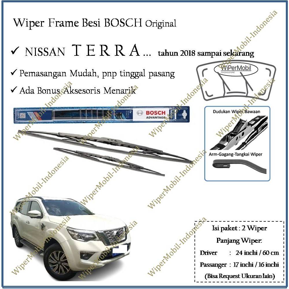 Jual Wiper Frame Besi Bosch Kaca Mobil Nissan Terra Tahun 2018 2019