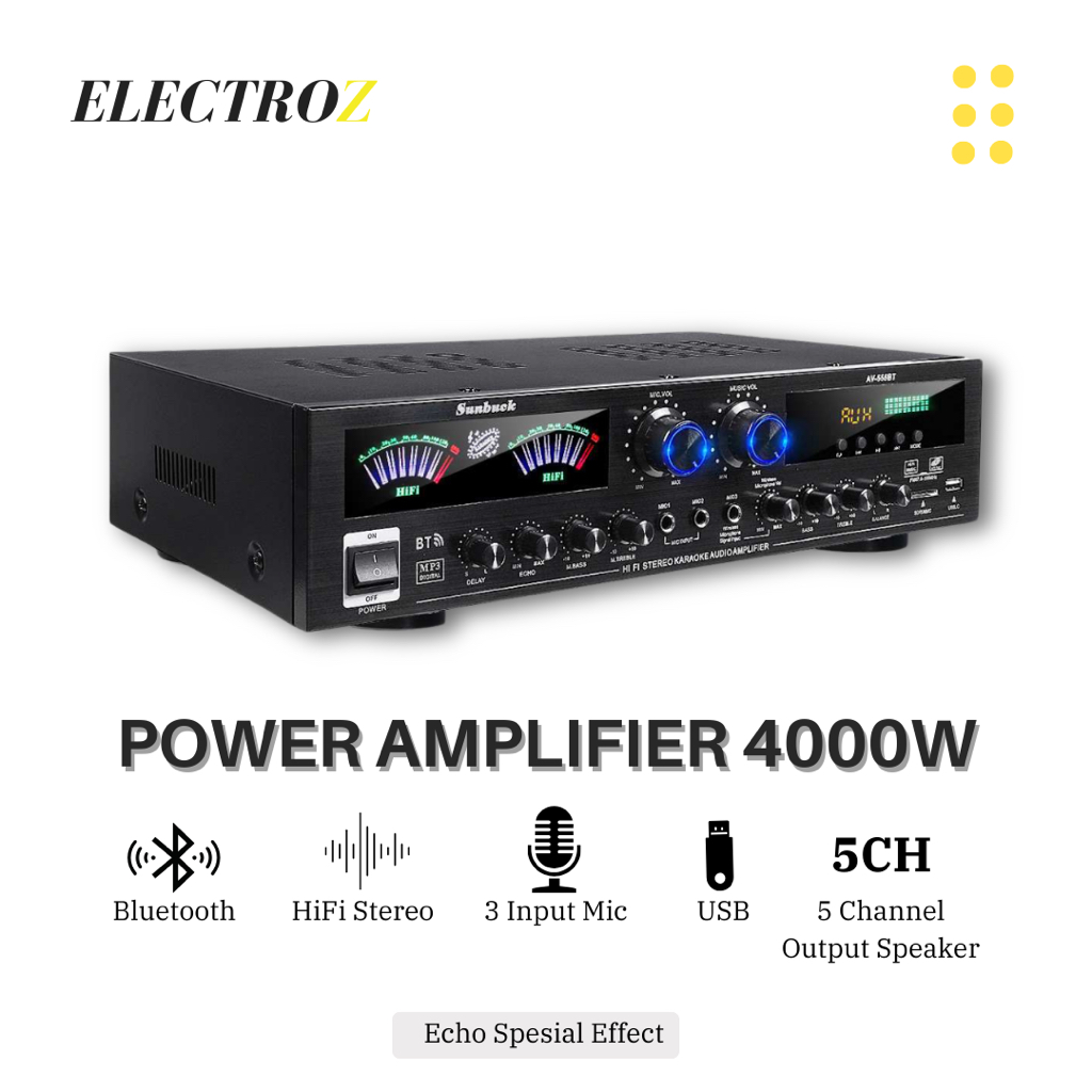 Jual Power Amplifier Audio 4000W Bluetooth 5 Channel Karaoke Home ...
