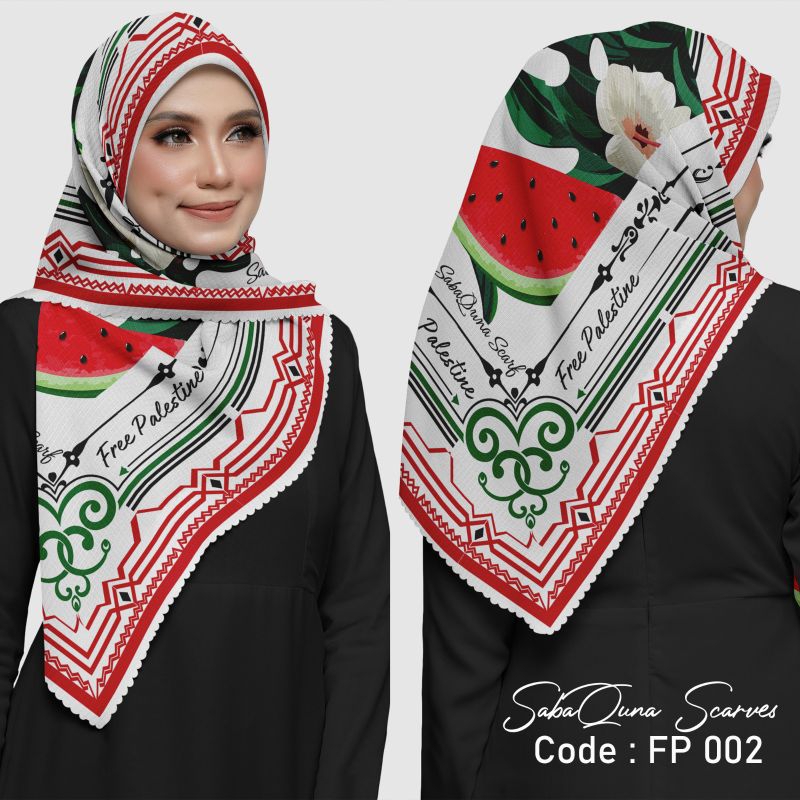 Jual Lyna Hijab Palestine FP002/Kerudung segi empat voal premium | Shopee Indonesia