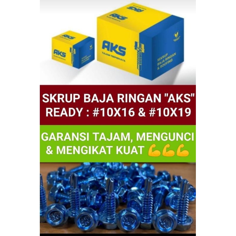 Jual BAUT BAJA RINGAN AKS 10X16 DAN 10X19 ISI 1.000PCS / BAUT ATAP BIRU ...