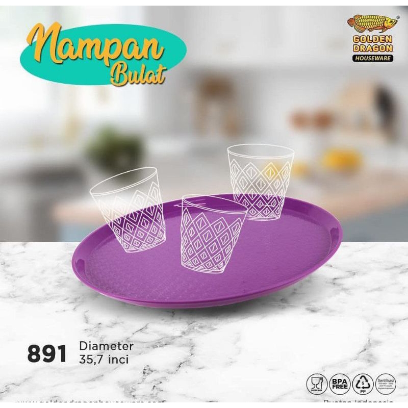 Jual Nampan Bulat Plastik Colourfull Diameter 35,7 Cm Melamine Material ...