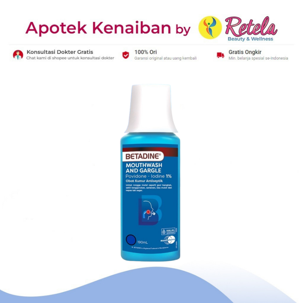 Jual BETADINE MOUTHWASH & GARGLE 190ML / OBAT KUMUR | Shopee Indonesia
