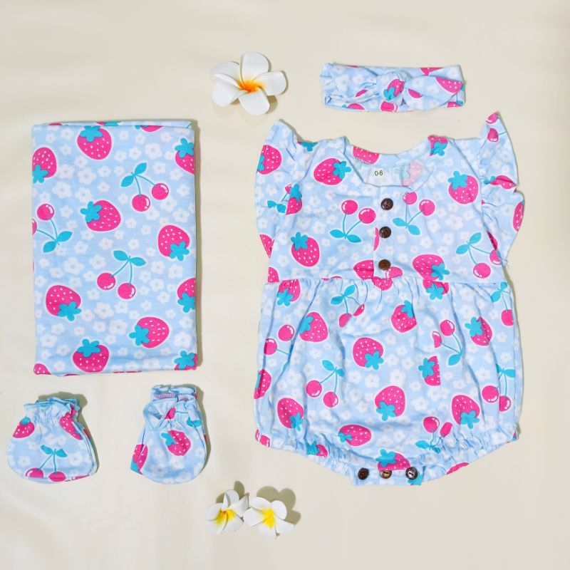 Jual Nisyya Kids - Swaddle Set Romper / Bedong Set Romper 0-6 Bulan ...