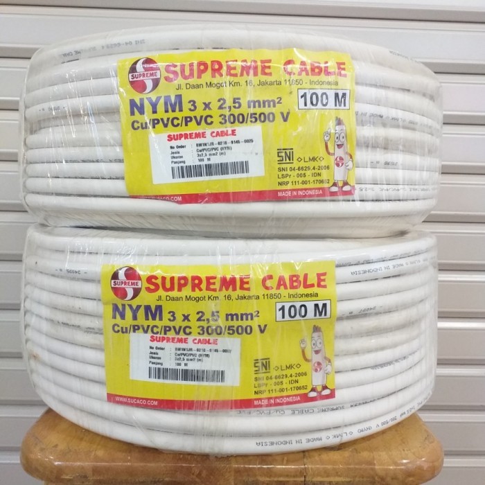 Jual Kabel listrik Supreme 3x2.5 3x2,5 Nym / 2.5 mm isi 3 Kawat Tembaga Putih Meteran Permeter ...