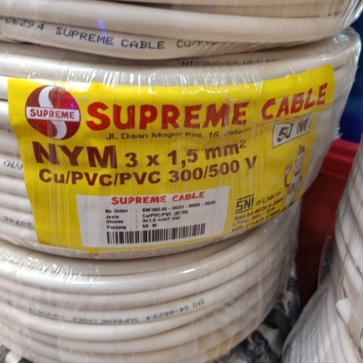 Jual Kabel listrik Supreme 3x1.5 3x1,5 Nym / 1.5 mm isi 3 Kawat Tembaga Putih Meteran Permeter ...