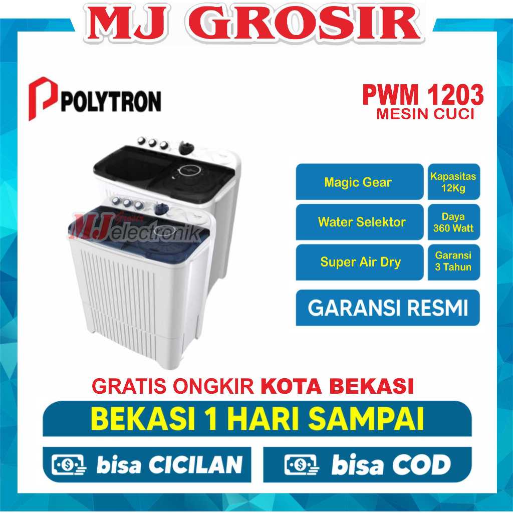 Jual MESIN CUCI POLYTRON PWM 1203 12KG 2 TABUNG | Shopee Indonesia