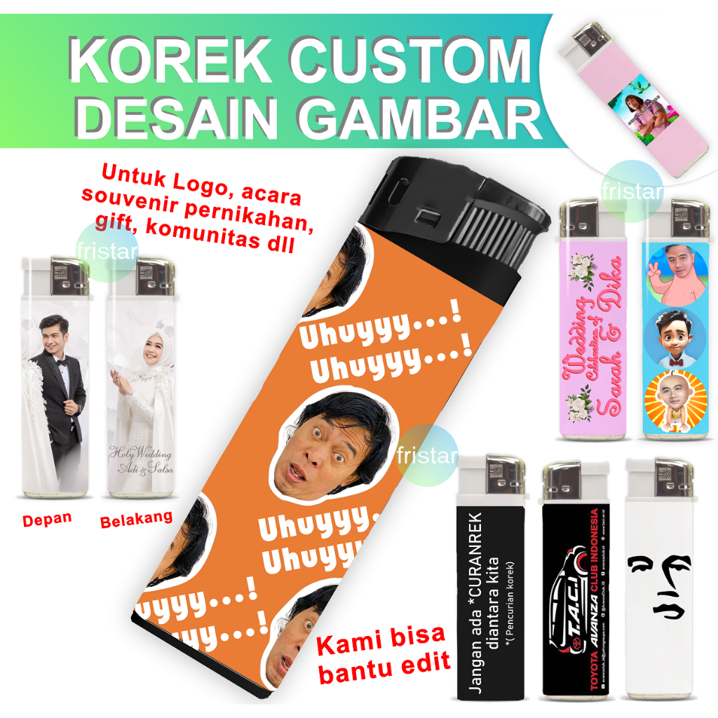 Jual korek custom foto api cricket gas unik keren mancis photo gambar ...