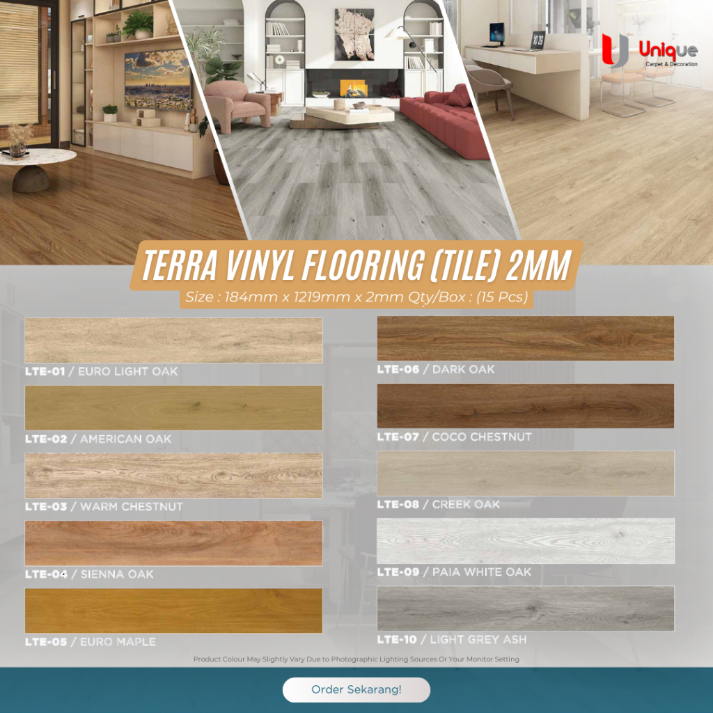 Jual Vinyl Tile Terra Floor 2mm Wood Series / Lantai Vinyl Plank Motif ...