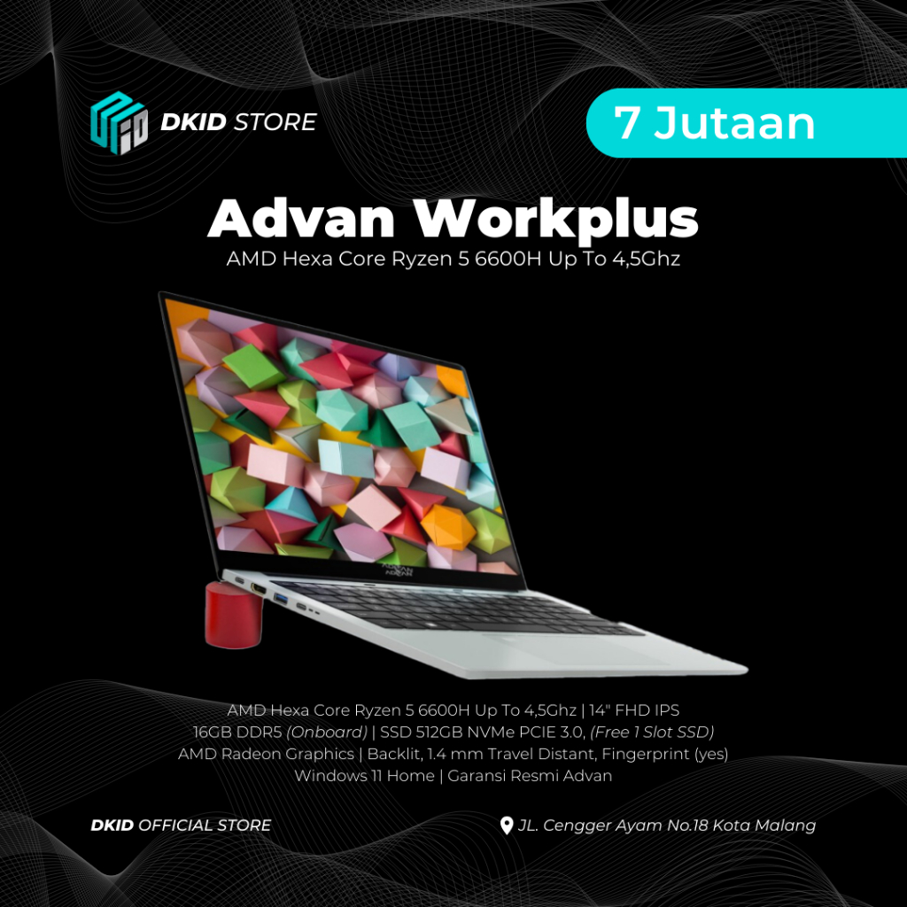 Jual Advan Workplus /Ryzen 5-6600H/16GB/512GB SSD/14″ FHD IPS/Win 11 ...