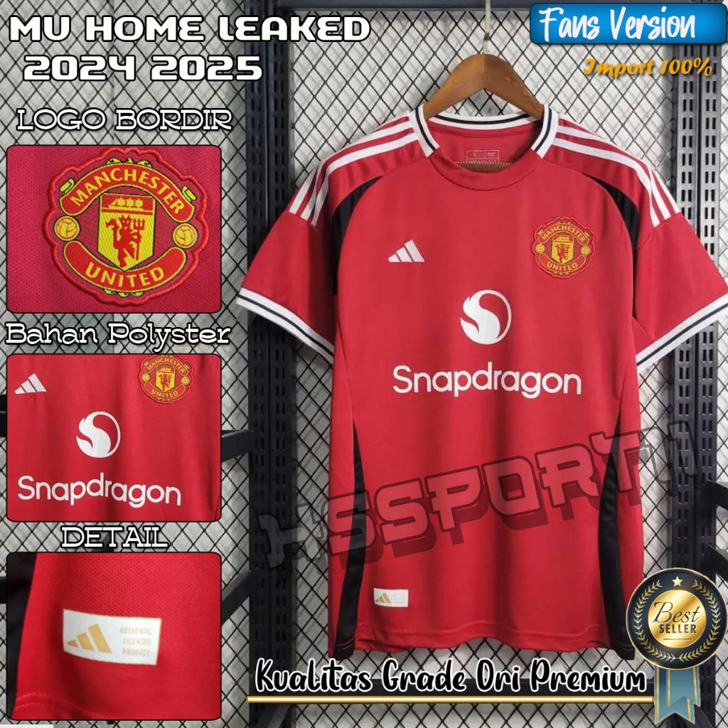 Jual Jersey Bola Mu Man United Home Leaked Snapdragon New 2024 2025 ...