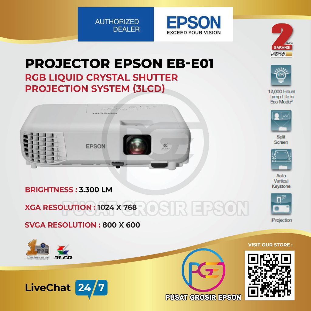 Jual Proyektor 3LCD XGA Epson EB-E01 EB E01 EBE01 ORIGINAL DAN GARANSI RESMI | Shopee Indonesia