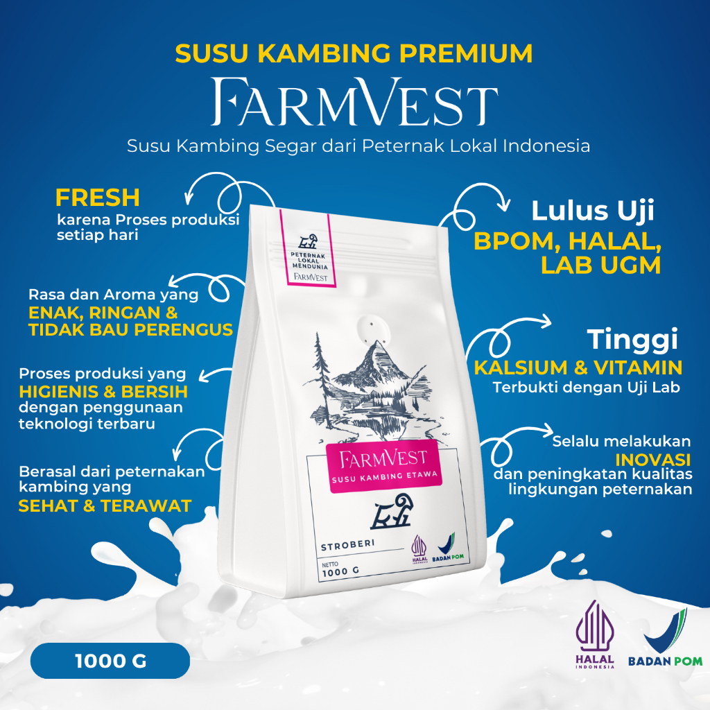 Jual FarmVest Stroberi 1 KG (Susu Kambing Etawa) | Shopee Indonesia
