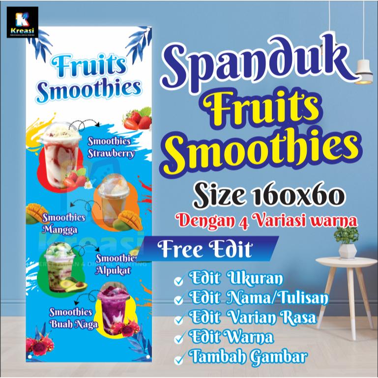 Jual SPANDUK / BANNER MURAH FRUIT SMOOTHIES, SOP BUAH, JUS | Shopee ...