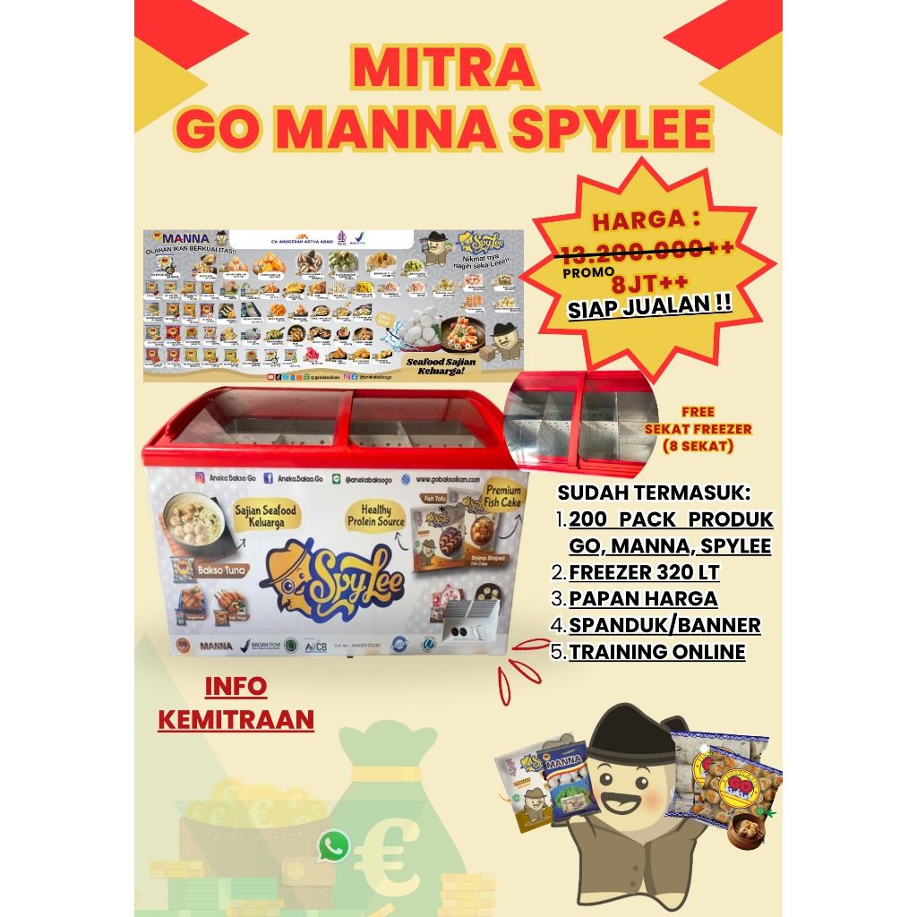 Jual Paket Usaha Mitra Frozen Food Produk Go, Manna Spylee Halal BPOM ...