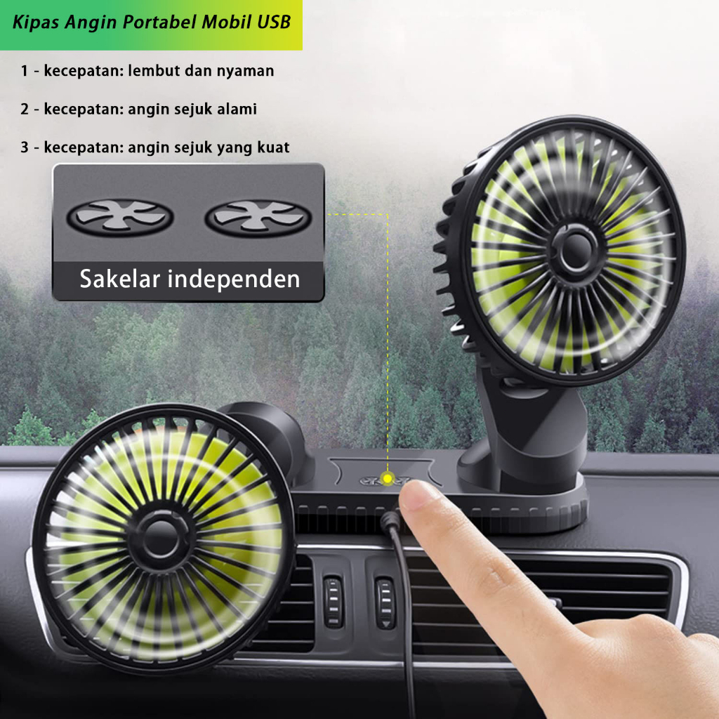 Jual Kipas Angin Mobil 12V & 24V &USB 5V Double Fan Dan Single Fan ...