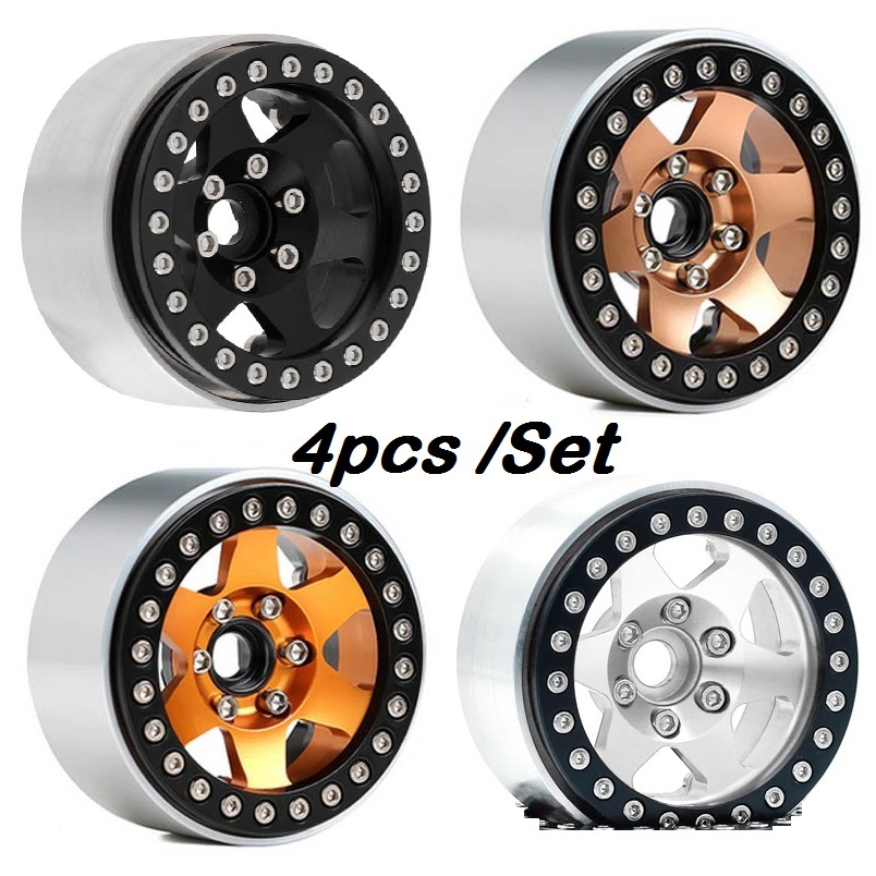 Jual Velg 1.9 6 Spokes Gold 4pcs Metal Alloy Beadlock Wheel Rim RC ...