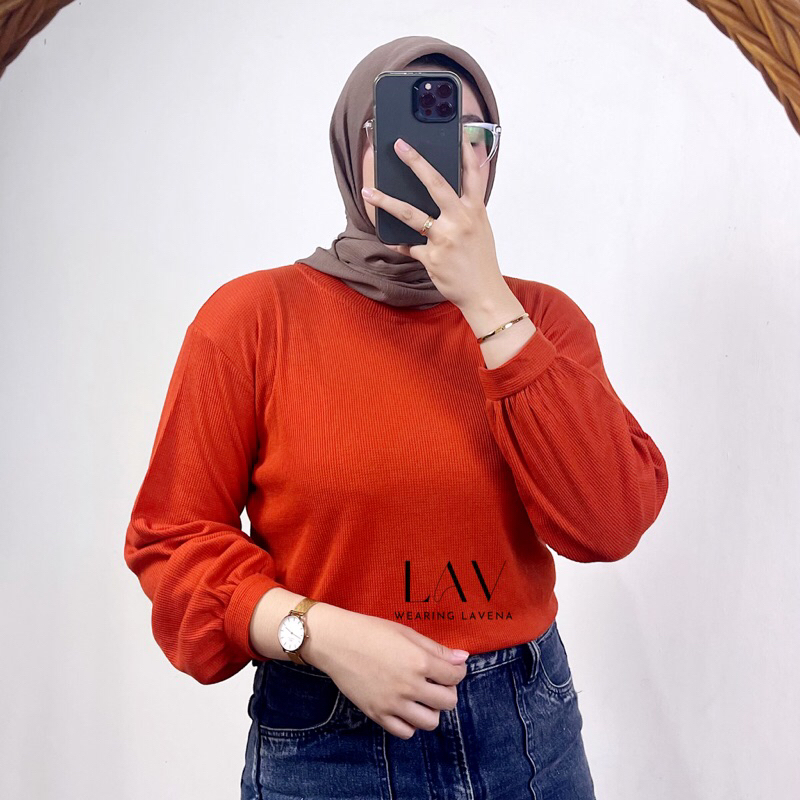 Jual LAVENA Clara Knit Blouse / waffle knit premium / atasan lengan ... Jual LAVENA Clara Knit Blouse / waffle knit premium / atasan lengan ...