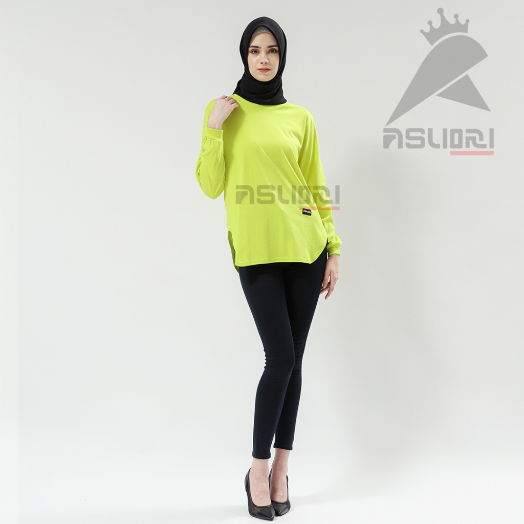 Jual baju kaos wanita polos tangan panjang murah atasan longsleeve wanita polos model oval ...
