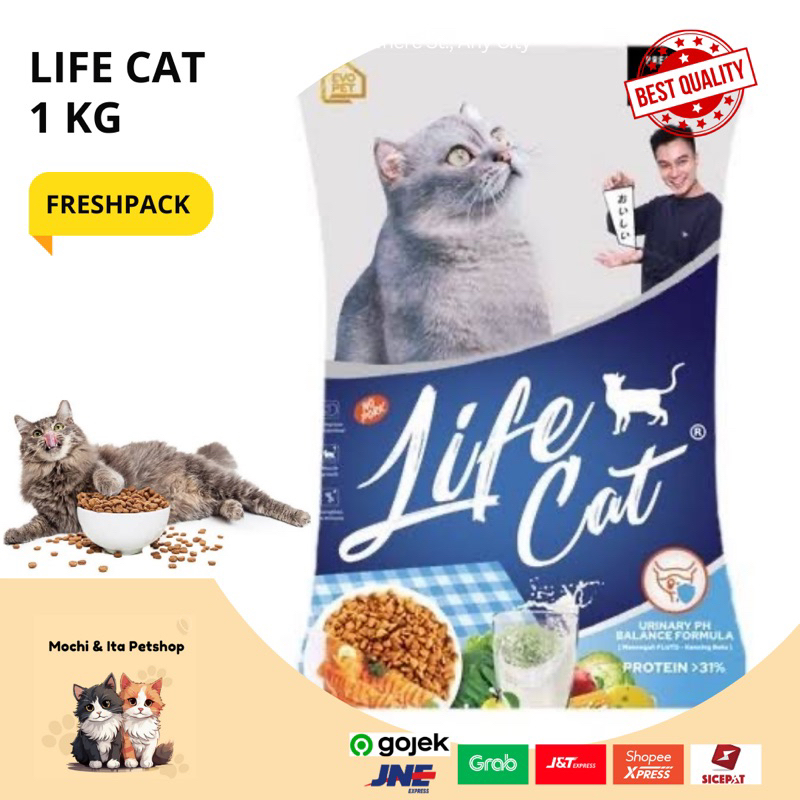 Jual LIFE CAT DRY FOOD 1 KG FRESHPACK/MAKANAN KUCING KERING | Shopee ...