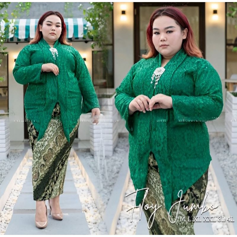 Jual Kebaya Brokat Jumbo 4L XXXXL Ld 130 Atasan Kebaya Kutubaru Modern Floy Baju Pesta Kondangan ...