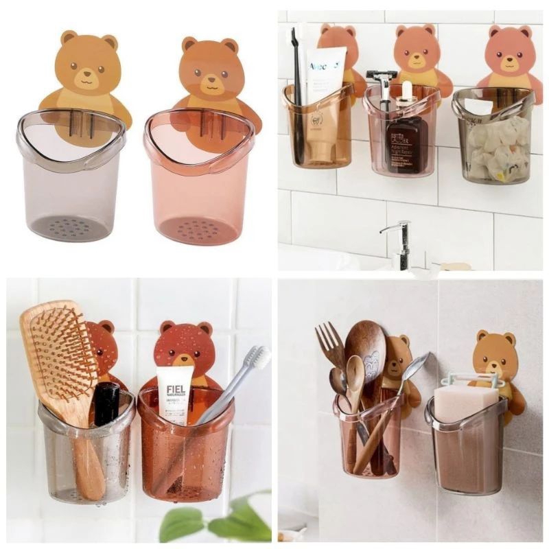 Jual Rak Tempel Tempat Sikat Gigi Bear Rak Serbaguna Kamar Mandi Model ...