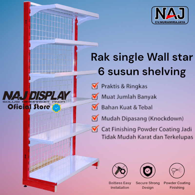 Jual RAK MINIMARKET SINGLE WALL 6 SUSUN TYPE E-S ORI NAJ DISPLAY ...