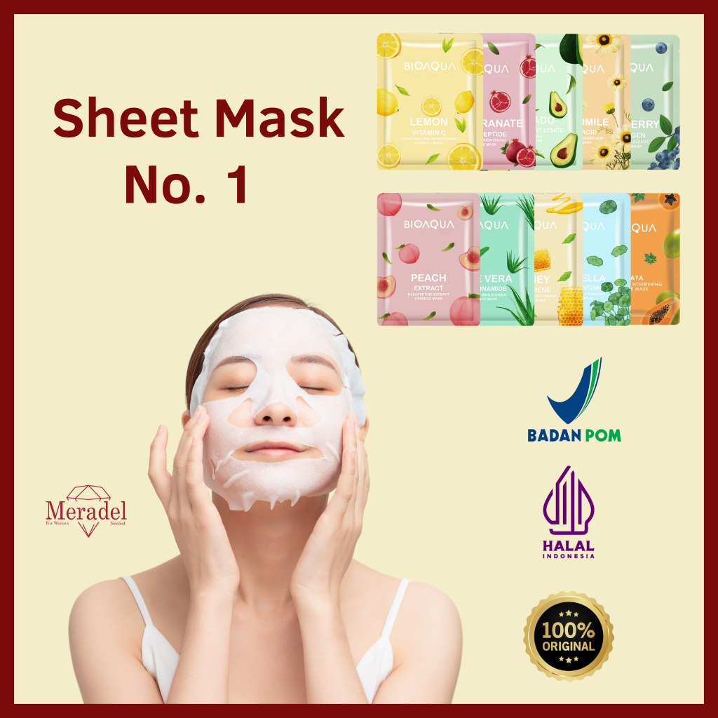 Jual MERADEL | Masker BIOAQUA (Sheet Mask) SATUAN - Brightening Sheet Mask / Masker Wajah [BPOM ...