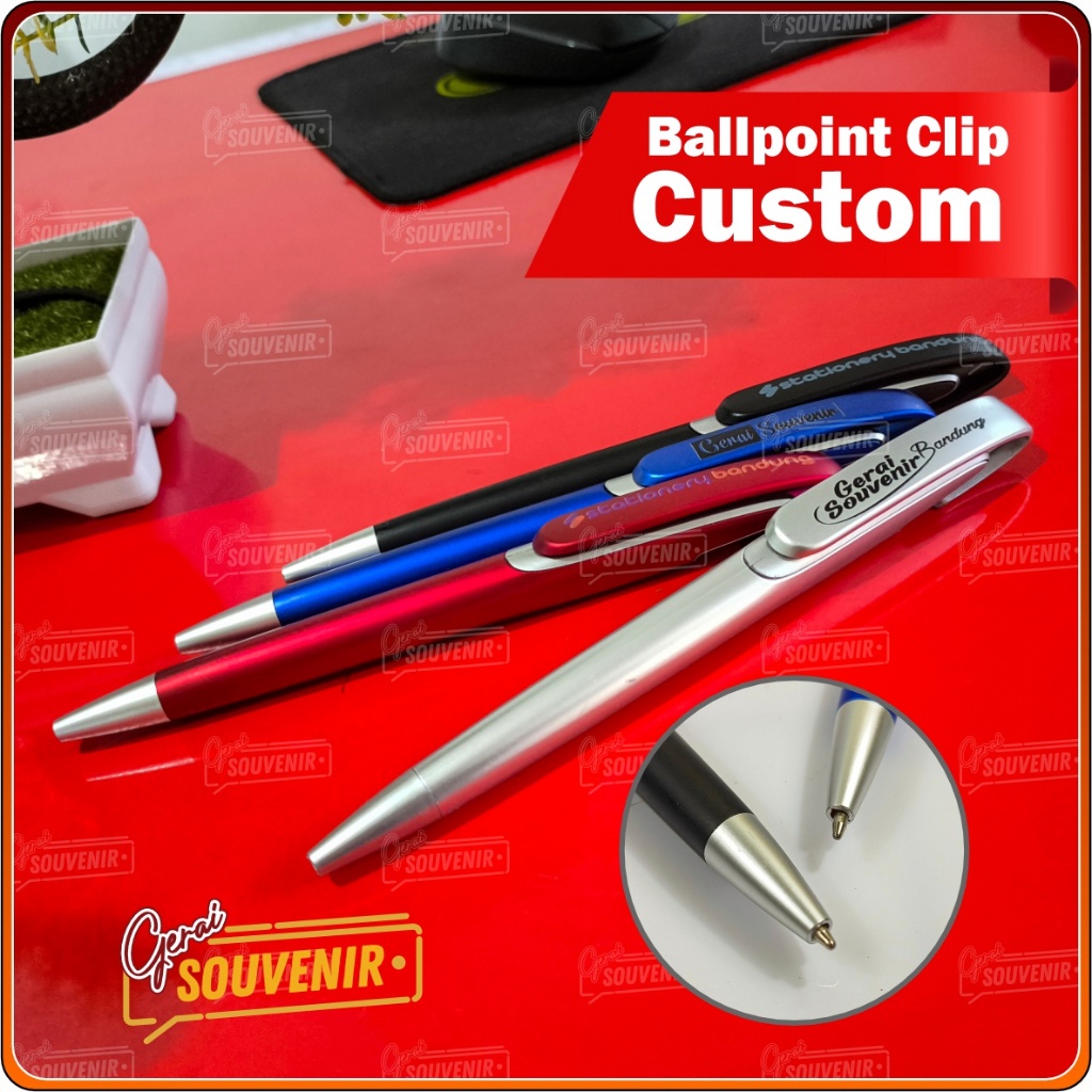 Jual Ballpoint Pena pulpen Clip Bolpen Klip Murah CUSTOM LOGO NAMA ...