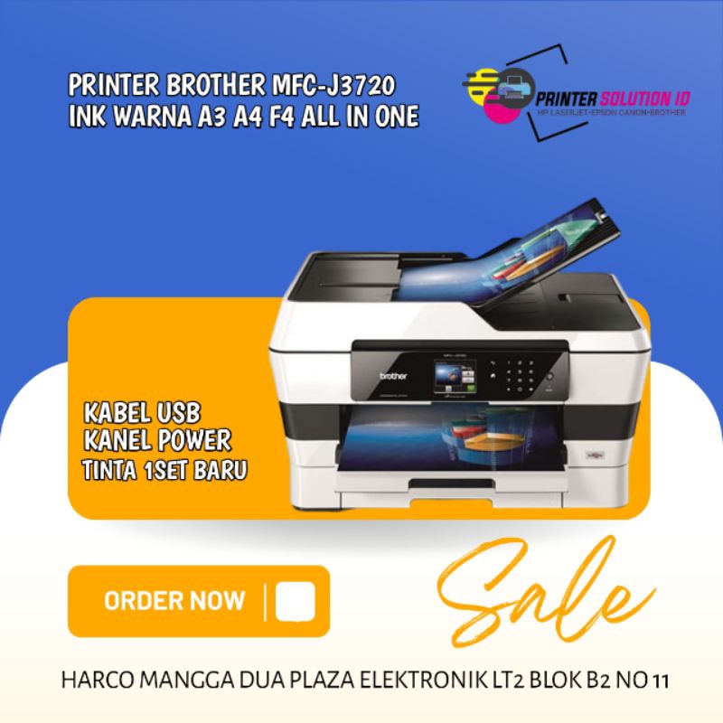 Jual Printer brother mfc-j3720 A3 warna print scan copy adf multifungsi all in one | Shopee ...