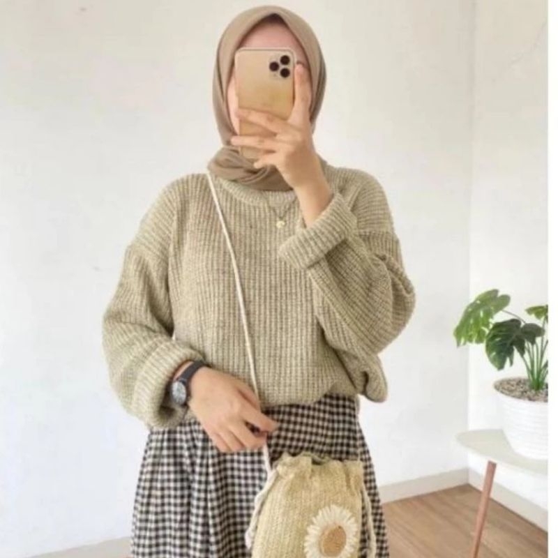 Jual RRSTRBDG - Sweater Rajut Premium/Sweater Atasan Wanita Rajut ...